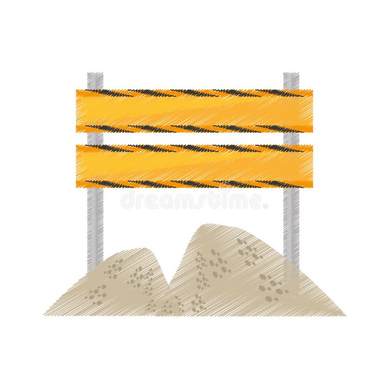 Drawing Barrier Under Construction Road Sand Stock Illustration ...