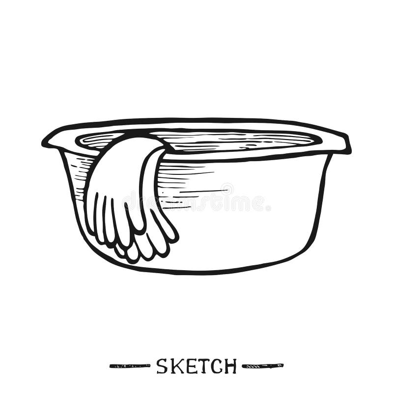 DRAWING of a BASIN and GLOVES on a WHITE BACKGROUND Stock Vector ...