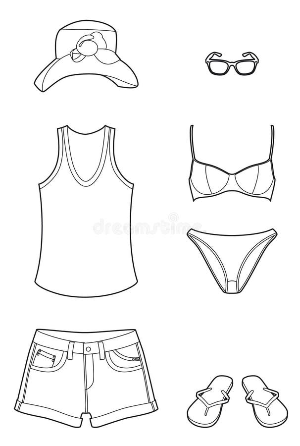 Drawing beachwear stock vector. Illustration of leisure - 25056220