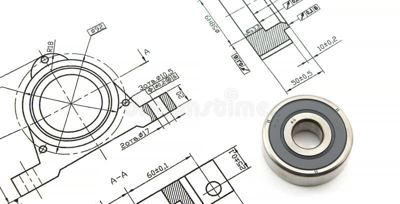 Drawing with the bearing stock image. Image of drawing - 70610547