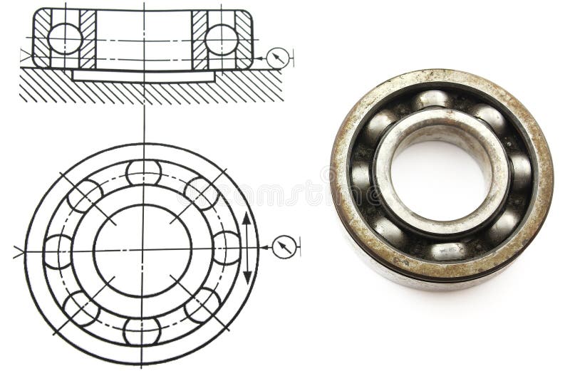 Drawing with the bearing stock photo. Image of mechanism - 70609508