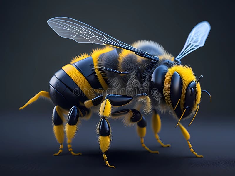 A Drawing of a Bee with Yellow and Black Stripes. Stock Illustration ...