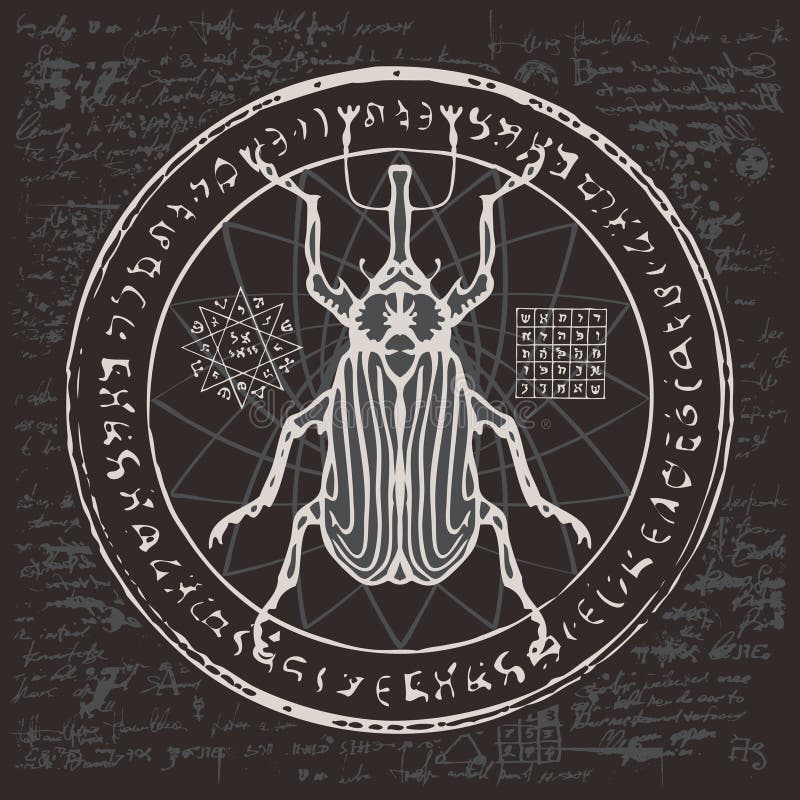 Drawing of Beetle on an Abstract Background Stock Vector - Illustration ...