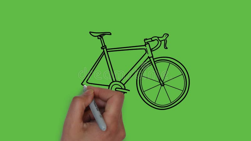 Drawing an Bicycle Color Combination on Abstract Green Background Stock ...