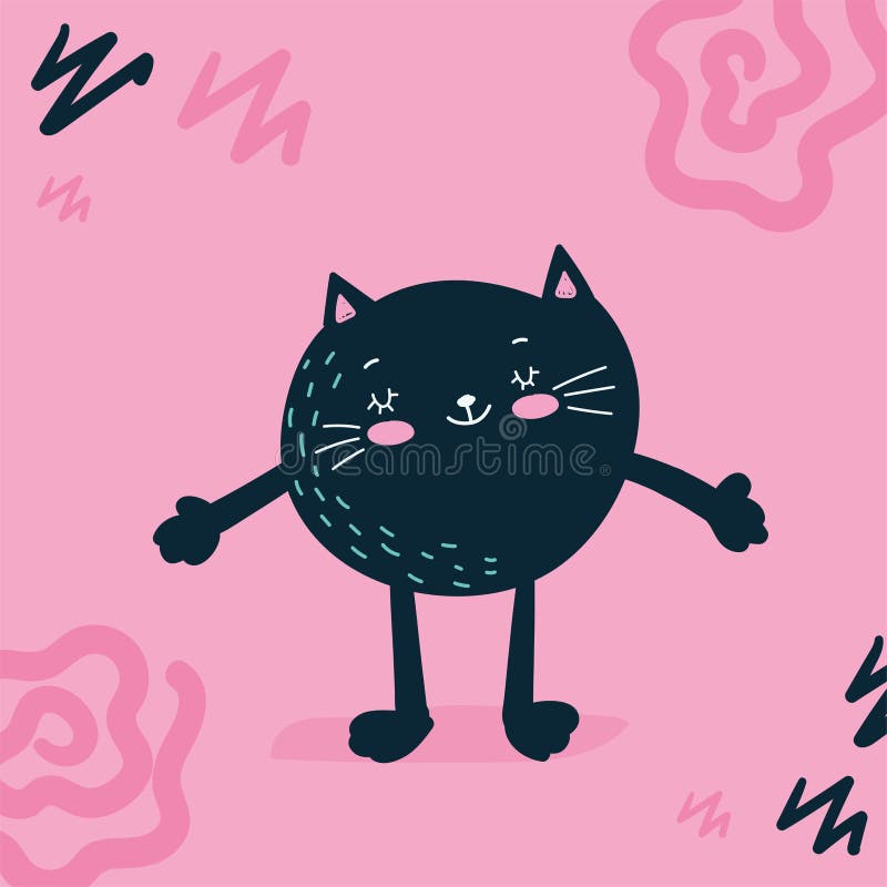 Drawing Black Cat Stock Vector Illustration Of Mammal 264508502