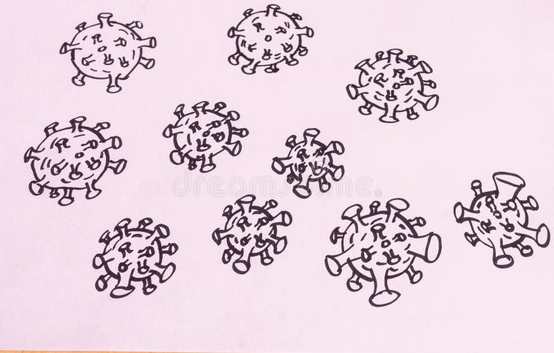 Drawing of Black Viruses on White Background Stock Image - Image of ...