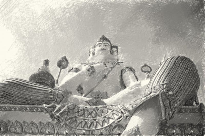 Drawing Black and White of Brahma Statue Stock Illustration ...