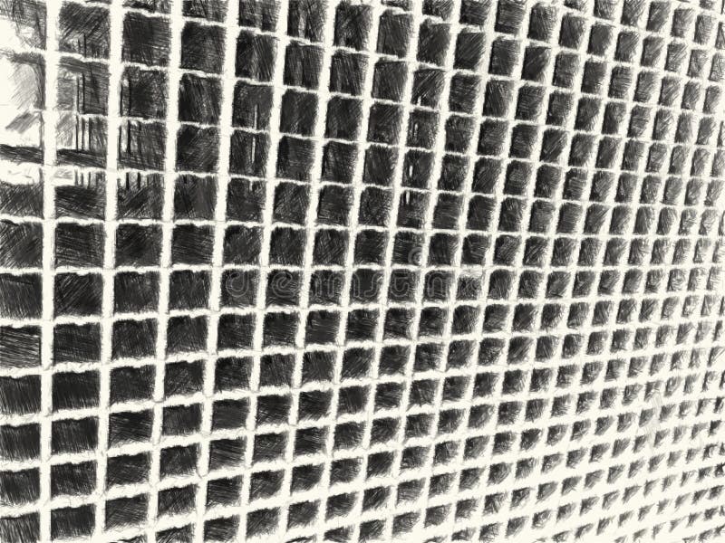 Drawing Black and White of Iron Grid Background Stock Illustration ...