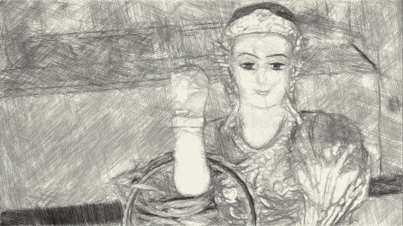 Drawing Black and White of Woman Statue Stock Footage - Video of design ...