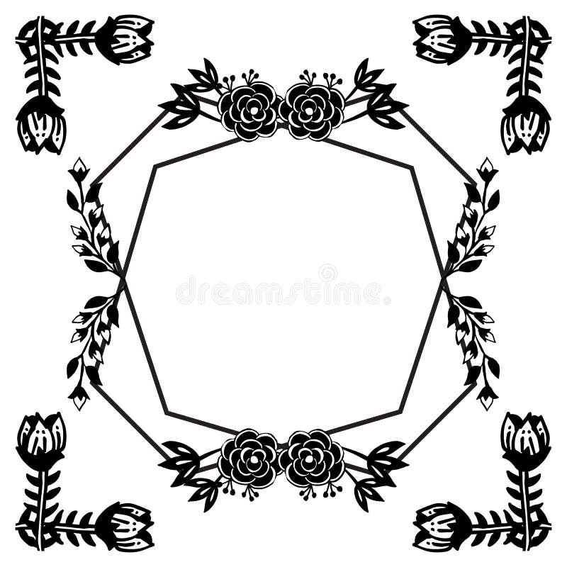 Drawing Blossom Flower, with Ornament Frame, Design of Cards. Vector ...