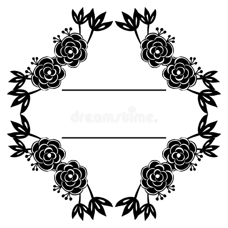 Drawing Blossom Flower, with Ornament Frame, Design of Cards. Vector ...