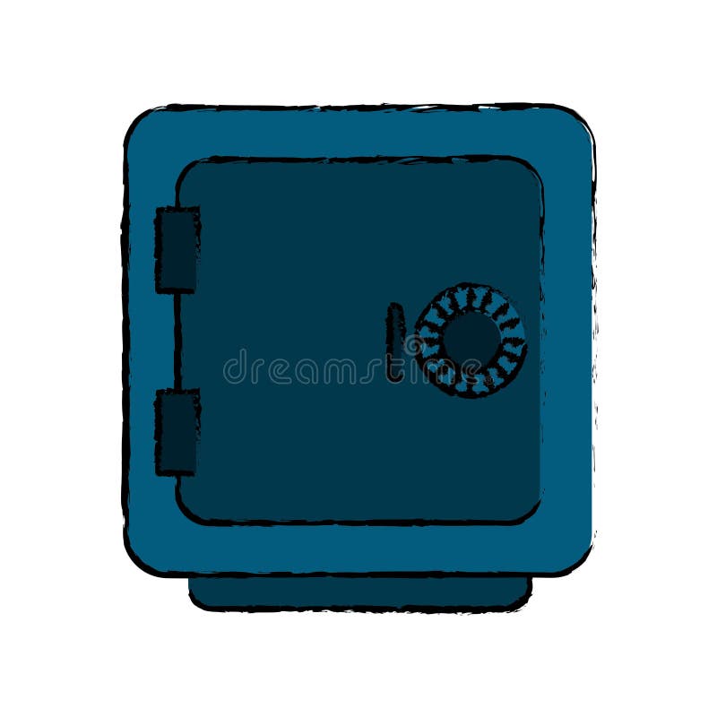 Drawing Blue Closed Safe Box Money Bank Stock Vector - Illustration of ...