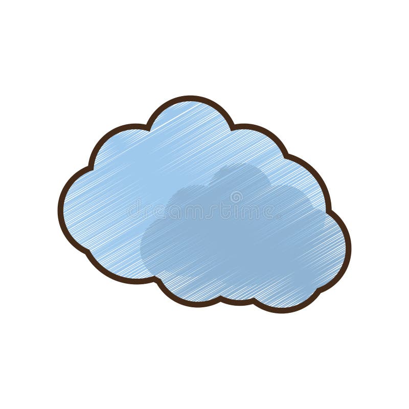 Drawing blue cloud symbol stock illustration. Illustration of graphic ...
