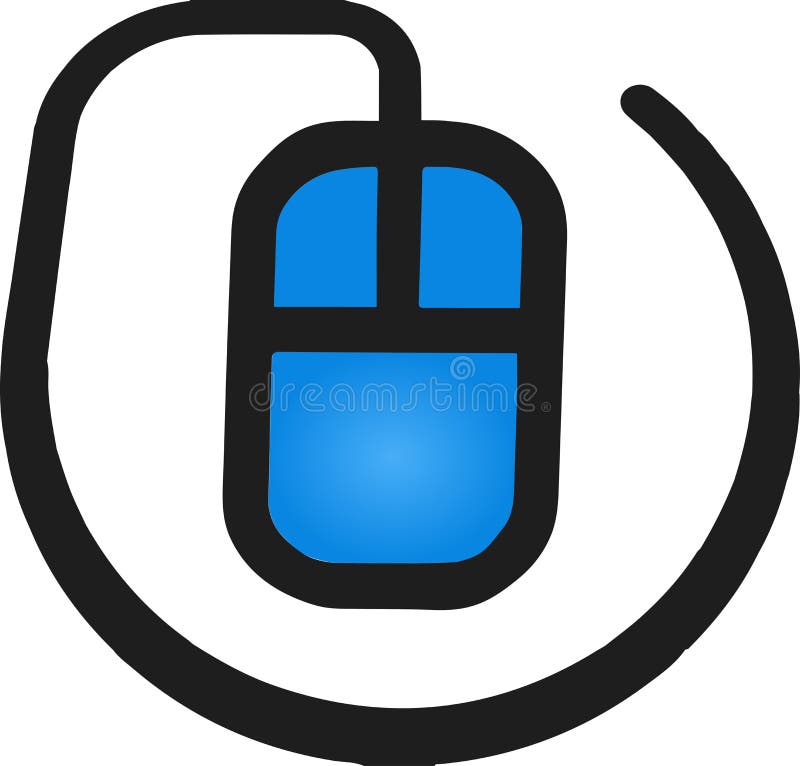 The Drawing of a Blue Computer Mouse, a Small Hardware Input Device ...