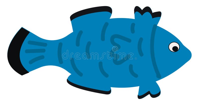 Drawing of a Blue Fish Vector Illustration Stock Vector - Illustration ...