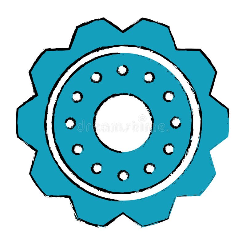 Drawing Blue Gear Wheel Engine Cog Icon Stock Vector - Illustration of ...