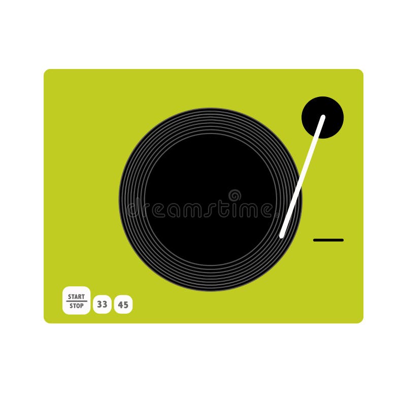 Drawing of Blue Turntable on White Surface, Background. Vinyl Player ...