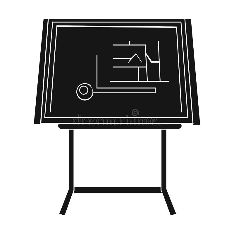 Drawing Board Icon in Monochrome Style Isolated on White Background ...