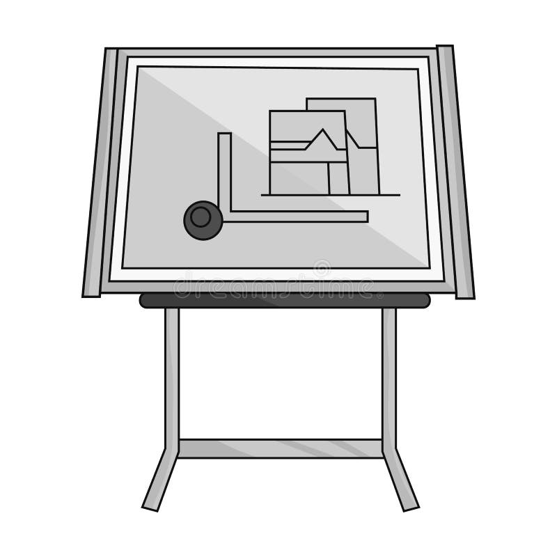 Drawing Board Icon in Monochrome Style Isolated on White Background ...