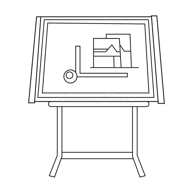 Drawing Board Icon in Outline Style Isolated on White Background ...