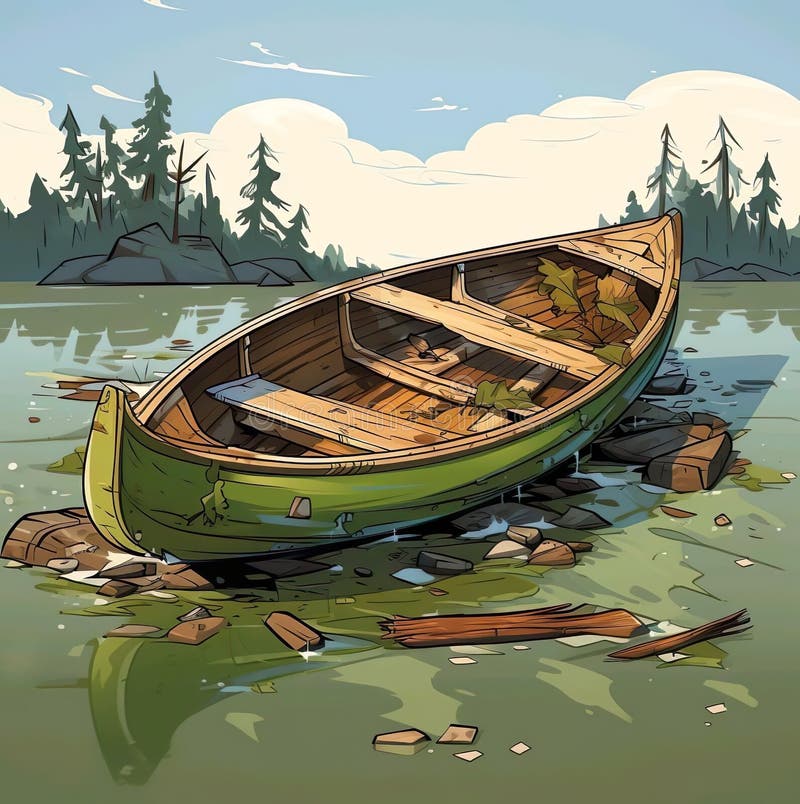 A Drawing of a Boat with a Boat in the Middle of it Stock Illustration ...
