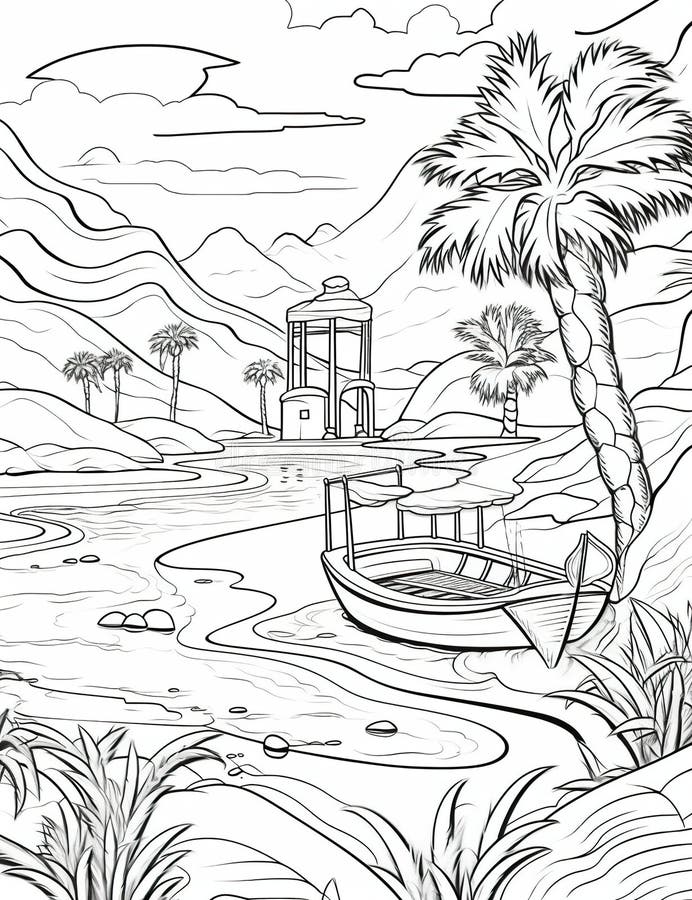 Tree Near Water Outline Stock Illustrations – 109 Tree Near Water ...