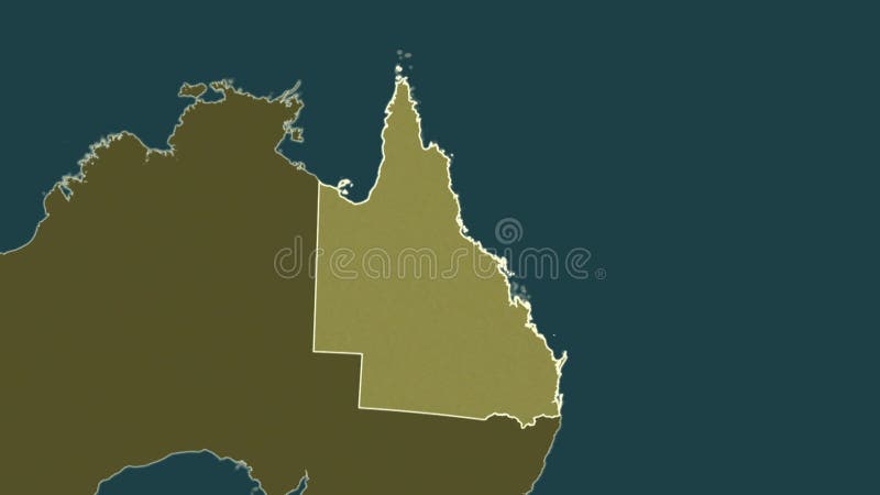 Queensland - State of Australia, Extruded. Grayscale Stock Video ...