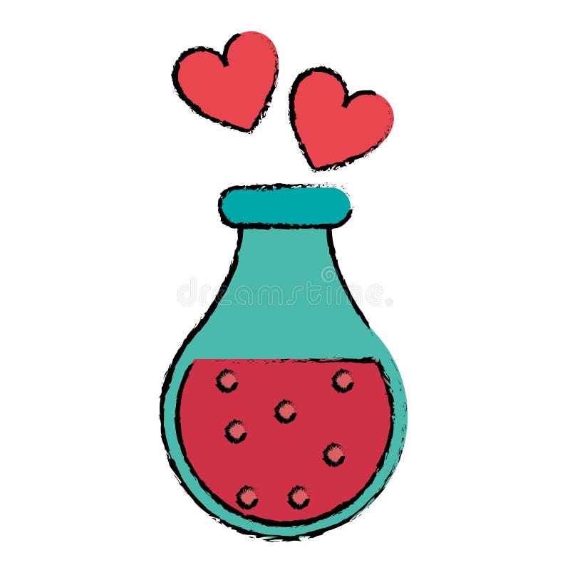 Drawing Bottle Elixir Love Potion Hearts Stock Vector - Illustration of ...