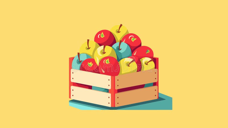 Drawing of a Box with Apples Vector Stock Vector - Illustration of food ...