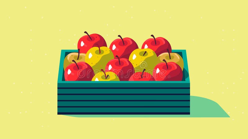 Drawing of a Box with Apples Vector Stock Vector - Illustration of ...