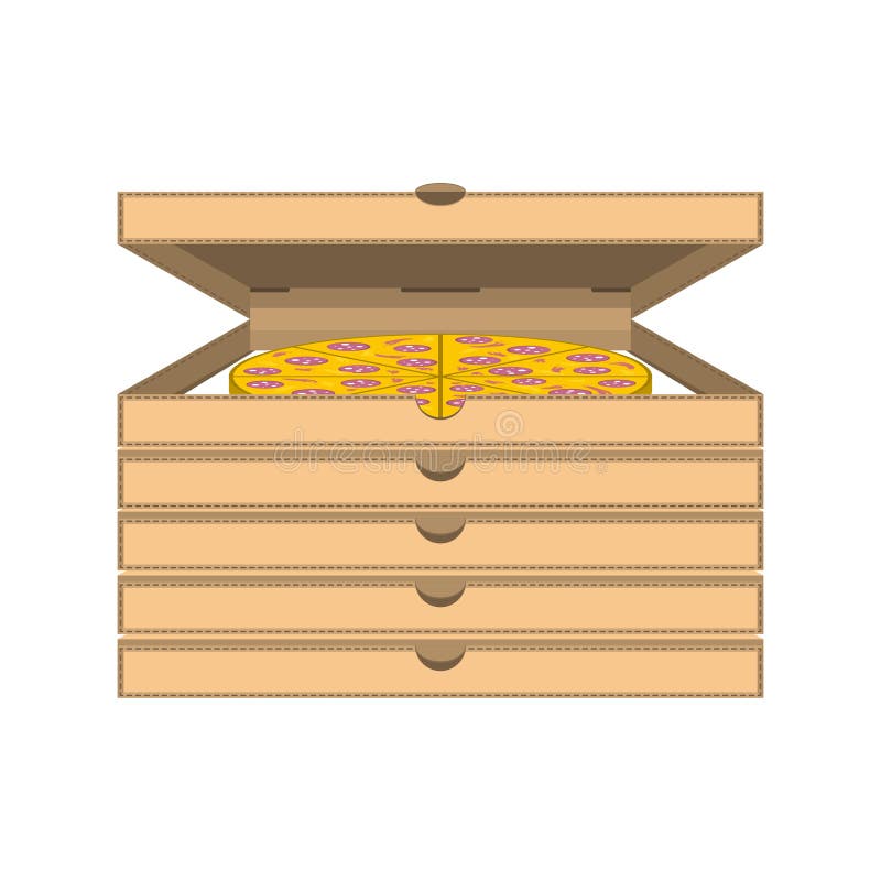 Stack Of Pizza Boxes And Open Box Stock Vector - Illustration of fast ...