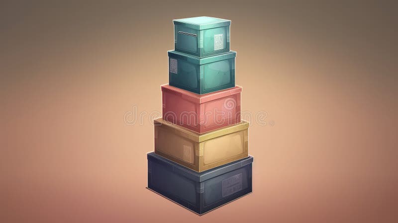 Drawing Boxes Stacked on Top of Each Other Generative AI Stock ...