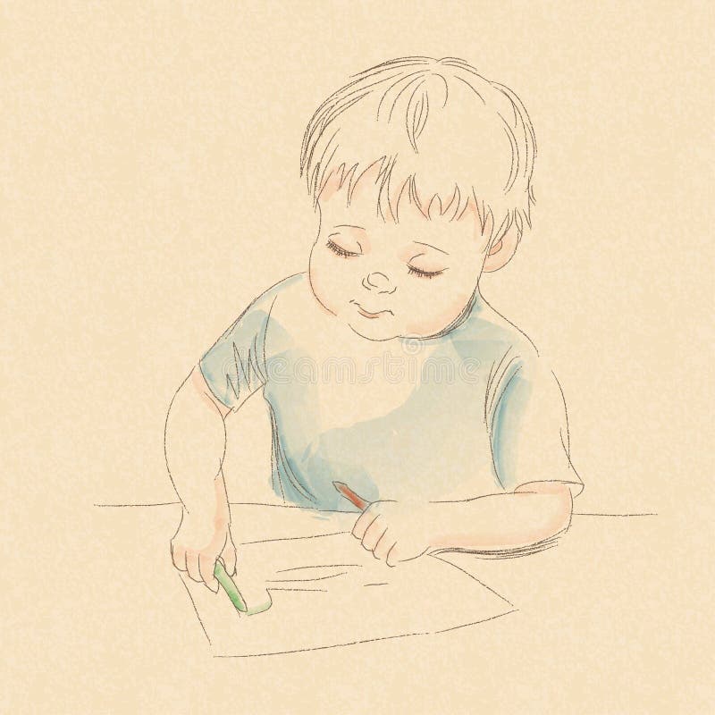 Drawing_boy ilustración del vector. Ilustración de imagen - 52631947