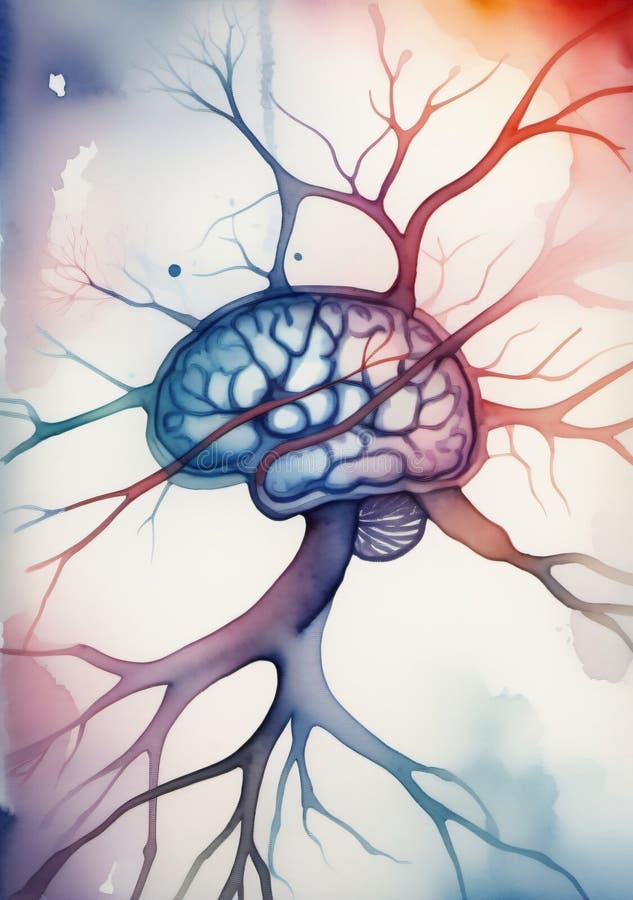 A Drawing of a Brain with a Tree. Generative AI Stock Illustration ...