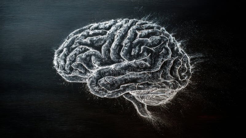 Drawing of a Brain Using Chalk on a Darkboard, Symbolizing Education ...