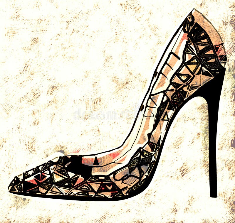 Drawing of brown shoe stock illustration. Illustration of heels - 281129566