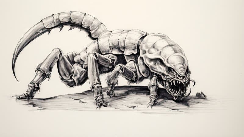 A Drawing of a Bug with Long Legs and Large Claws. Generative Ai Stock ...