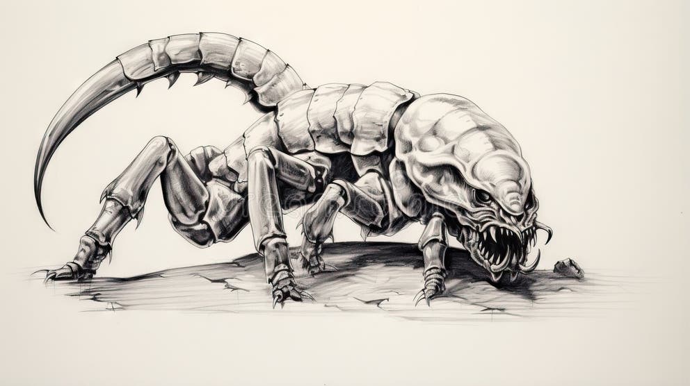 A Drawing of a Bug with Long Legs and Large Claws. Generative Ai Stock ...