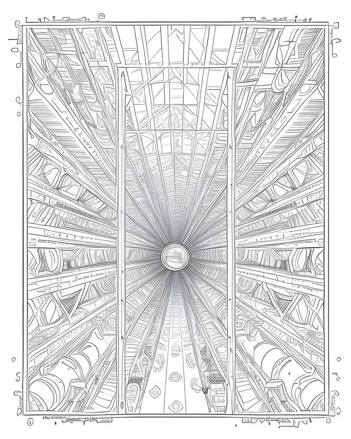 Sketch of the Interior of the Building. Vector Illustration. Stock ...