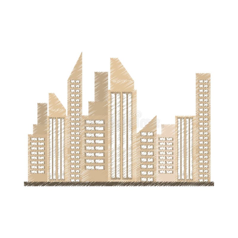 Drawing Building City Real Estate Stock Illustration - Illustration of ...