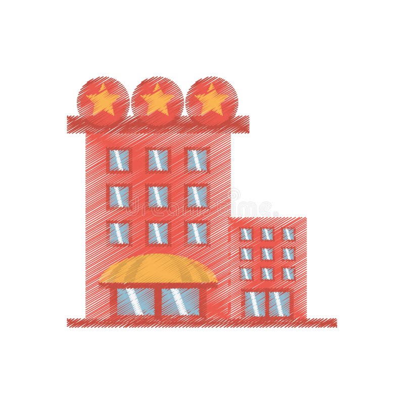 Drawing Building Hotel Lodging Stars Stock Illustration - Illustration ...