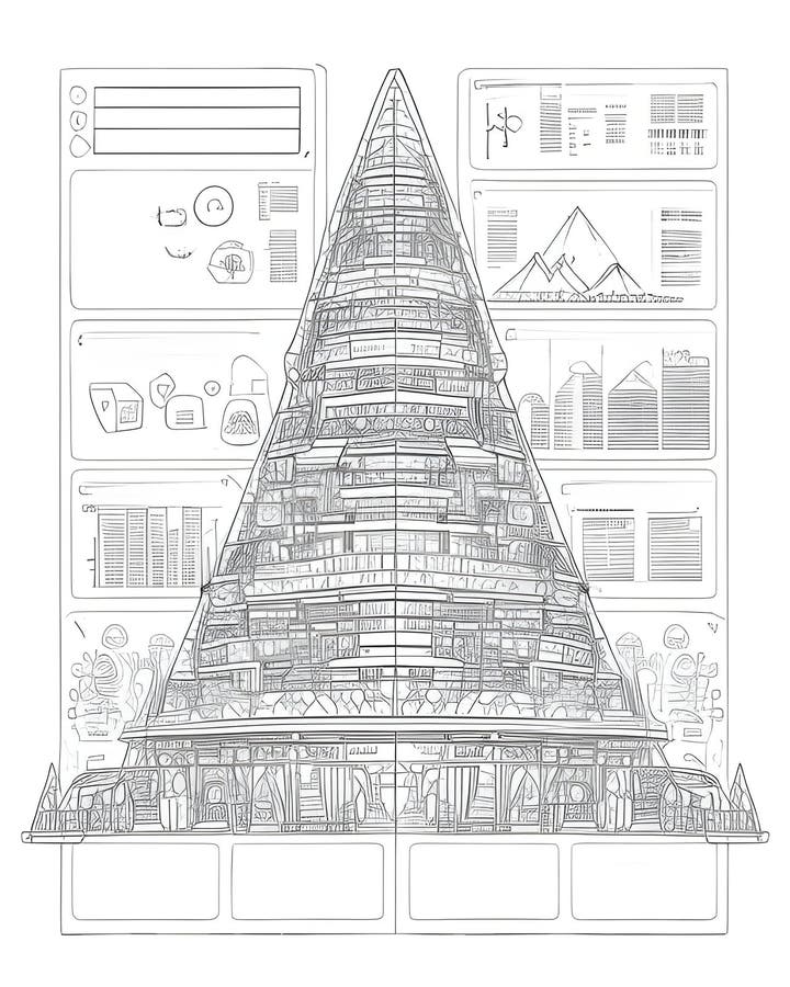 A Drawing of a Building with a Pyramid that Says the Word on it Stock ...
