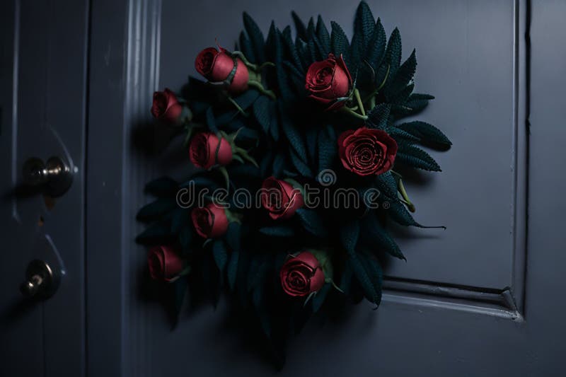 A Drawing with Bullets is a Bundle of Roses Lying on the Ground in the ...