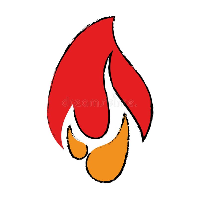 Drawing Burning Fire Flame Design Graphic Stock Vector - Illustration ...