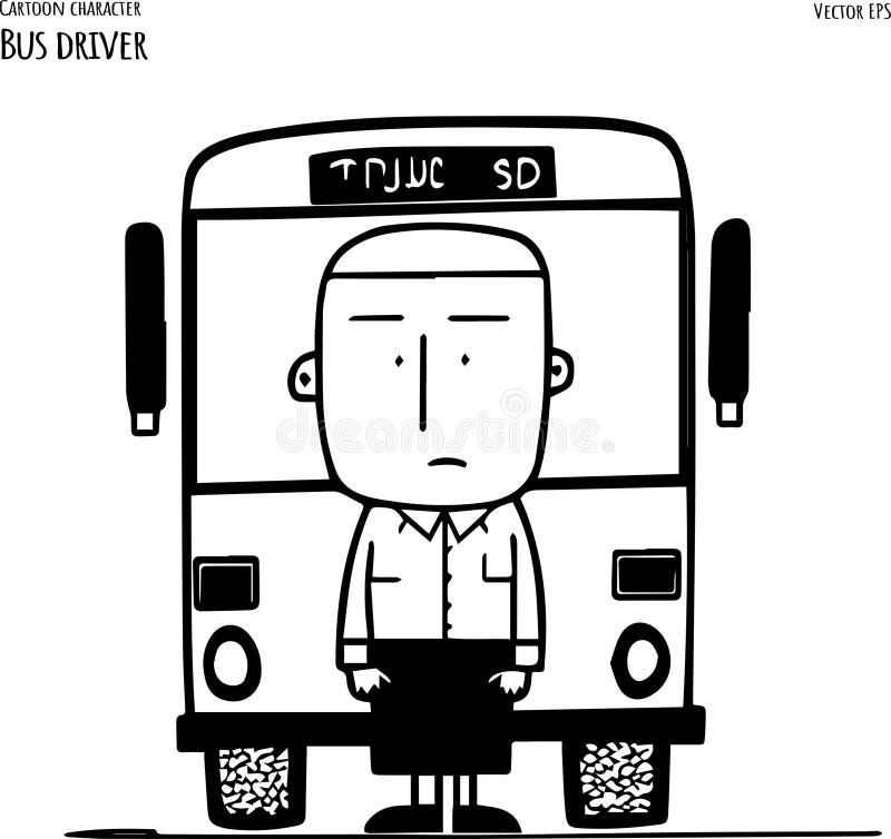 Drawing of a Bus with a Driver - Cartoon Illustration Isolated on White ...