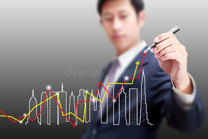 Drawing Business Building Growth Chart Concept Stock Photo - Image of ...
