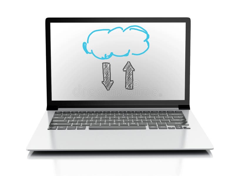 Laptop and Cloud Computing Design Stock Vector - Illustration of ...