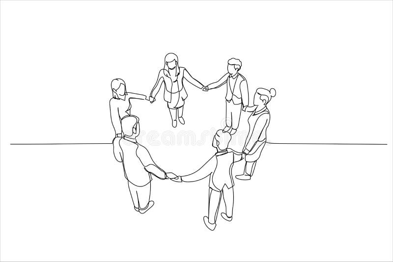 Single Line Hands Circle Stock Illustrations – 413 Single Line Hands ...