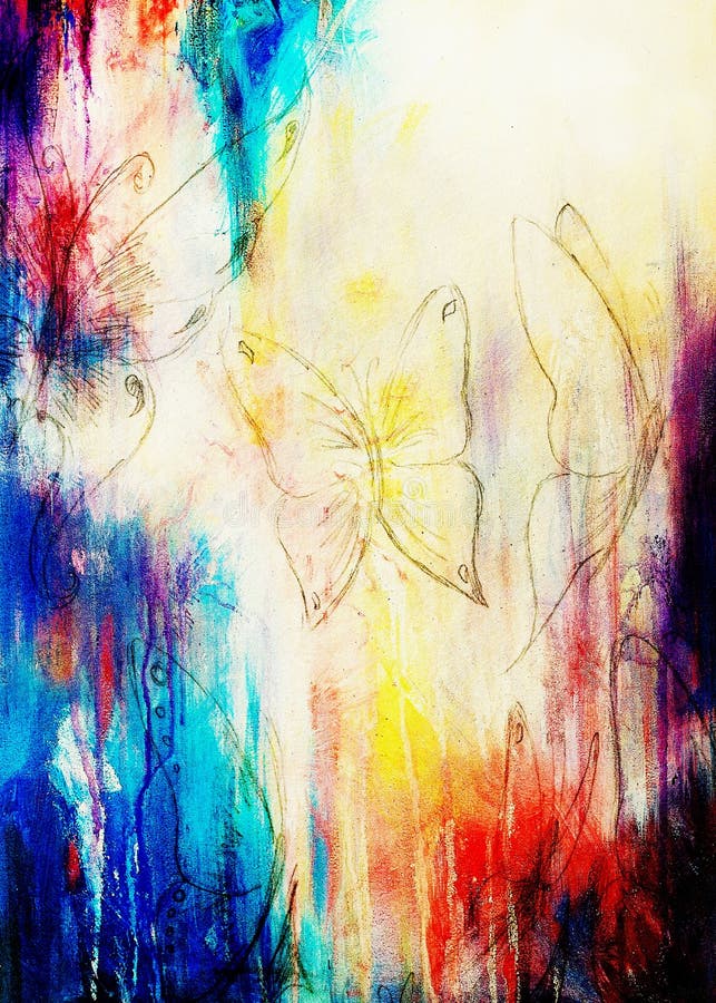 Drawing of Butterfly. Computer Collage and Color Structure. Stock ...