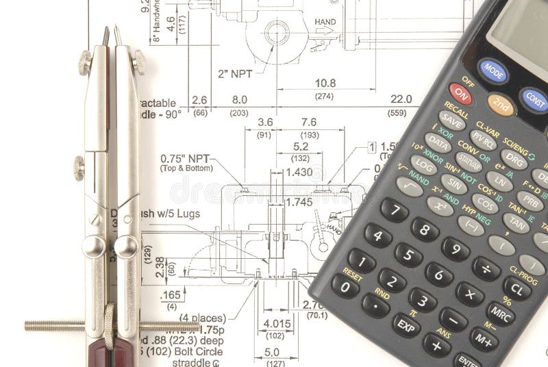 Drawing with a calculator stock photo. Image of lines - 22032606